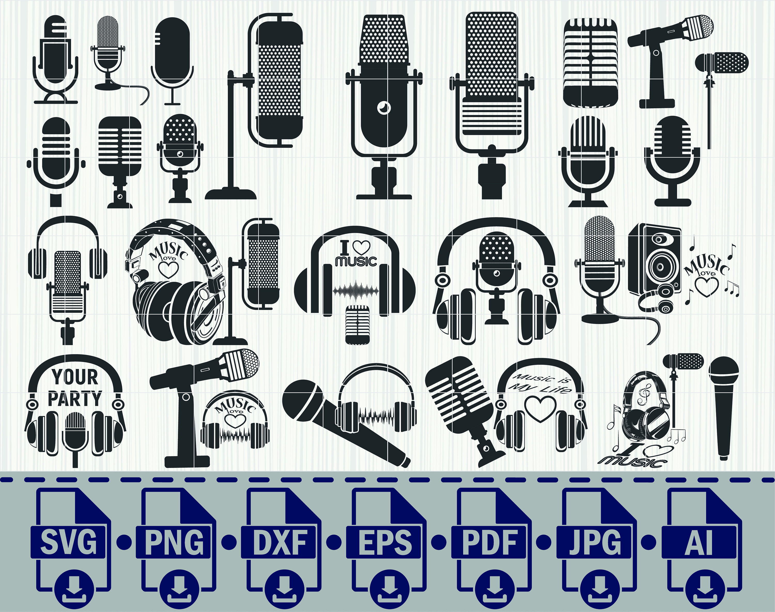 Microphone Svg File, Music Svg, Microphone Cut File, Microphone Clipart ...