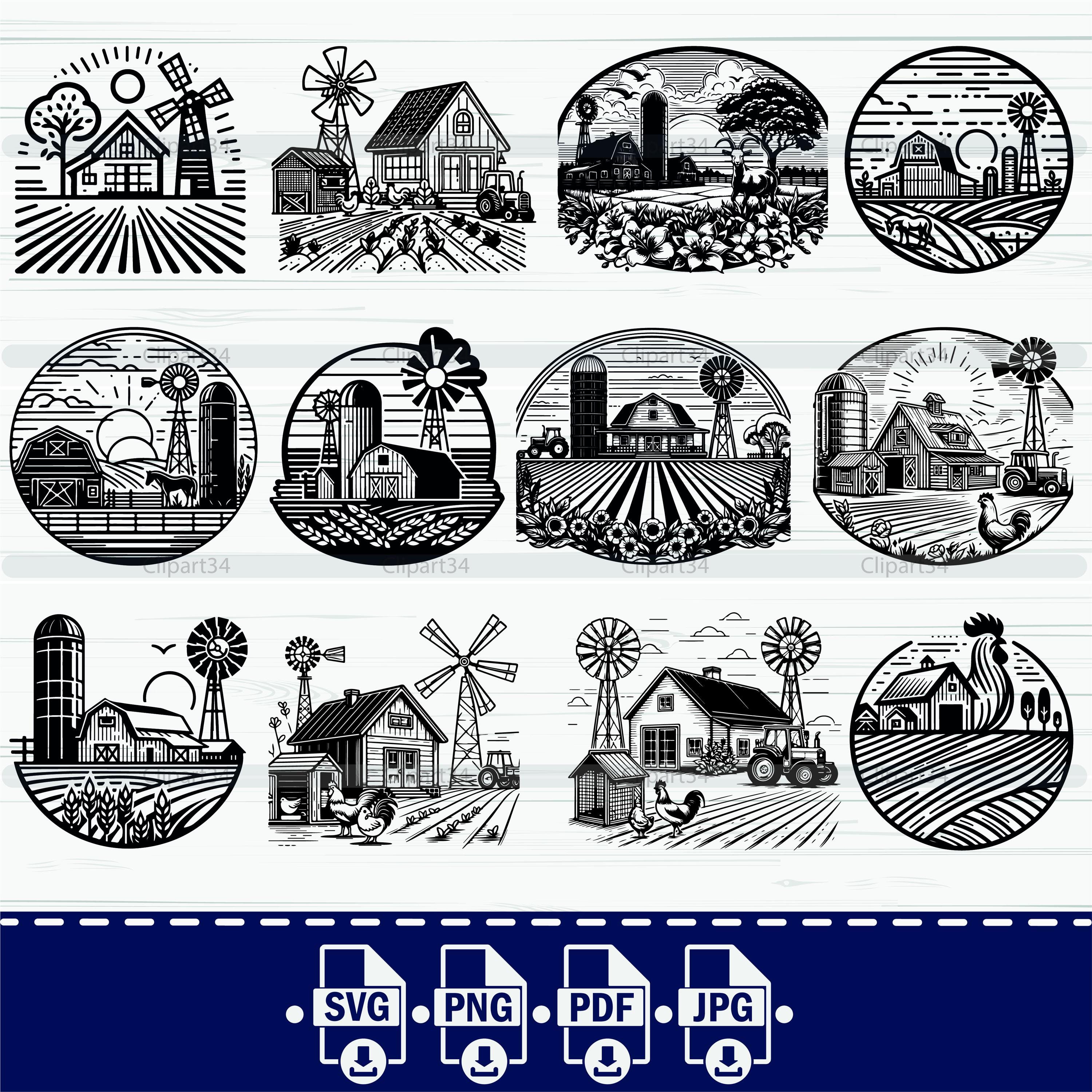 Farm Life SVG Bundle Cut File, Farm House Svg, Farm Barn Clipart, Farm ...