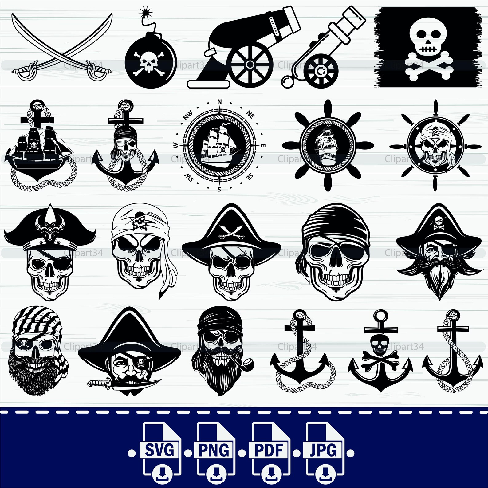 Pirate SVG, Pirate SVG Bundle , Pirate Cut Files , Pirate Silhouette ...