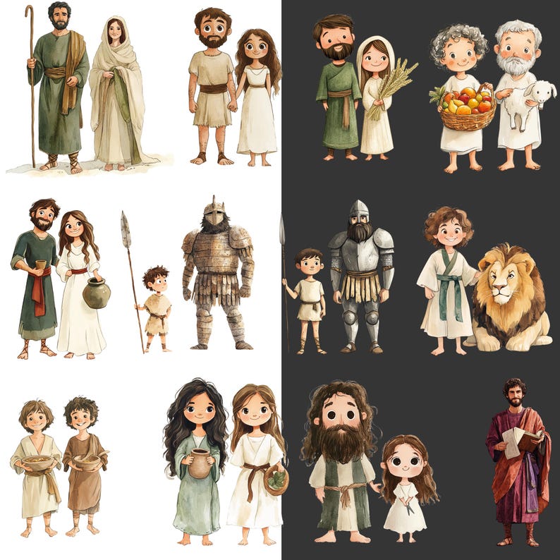 Old Testament Clipart: Watercolor Bible Characters & Scenes (PNG ...