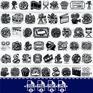 Movie Svg Bundle, Camera Svg, Png, Jpg, Commercial Use, Film Svg, Movie ...