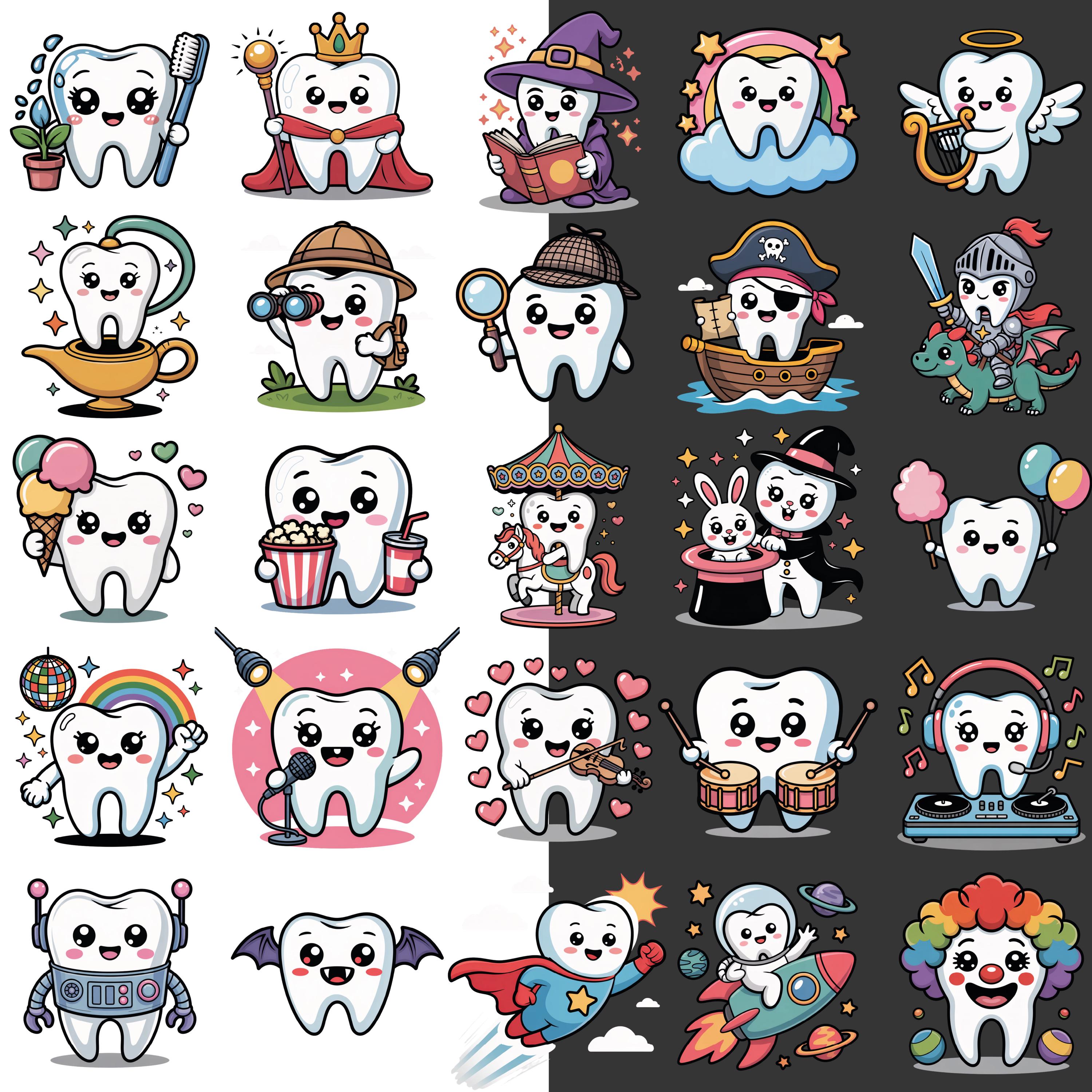 Dental Clipart Bundle, 154 PNG Cute Tooth Characters, Dentist Office ...
