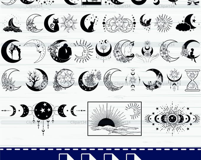 Moon and Star Svg / Png , Moon Svg Bundle, Svg Files for Cricut, Moon ...