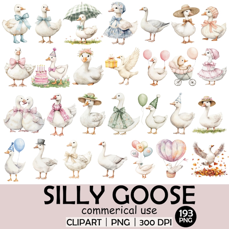 Goose Clipart Collection: 193 PNG Illustrations, Transparent Background ...