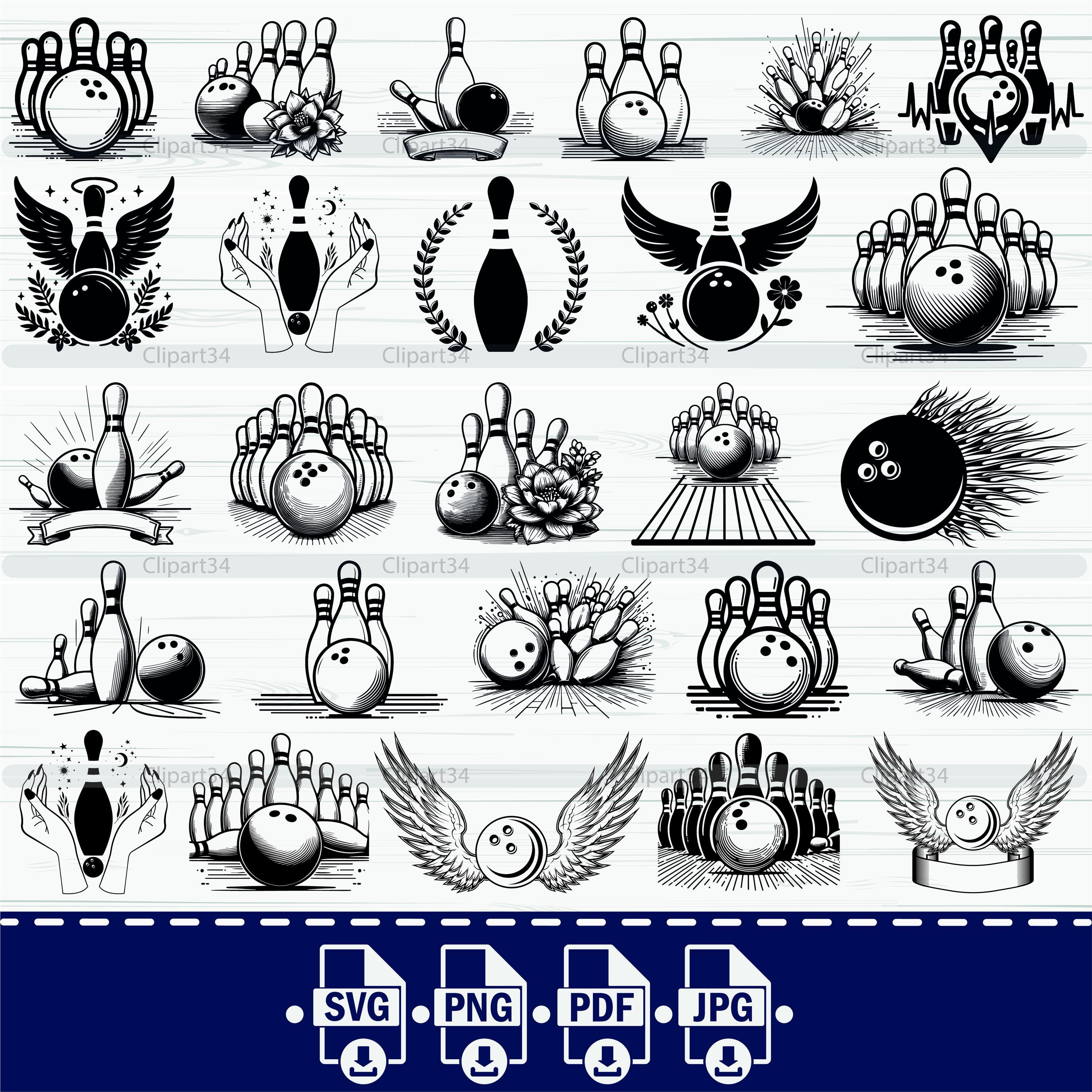 Bowling Svg Bundle, Cricut Cut File Bowling Png Bundle Free Commercial ...