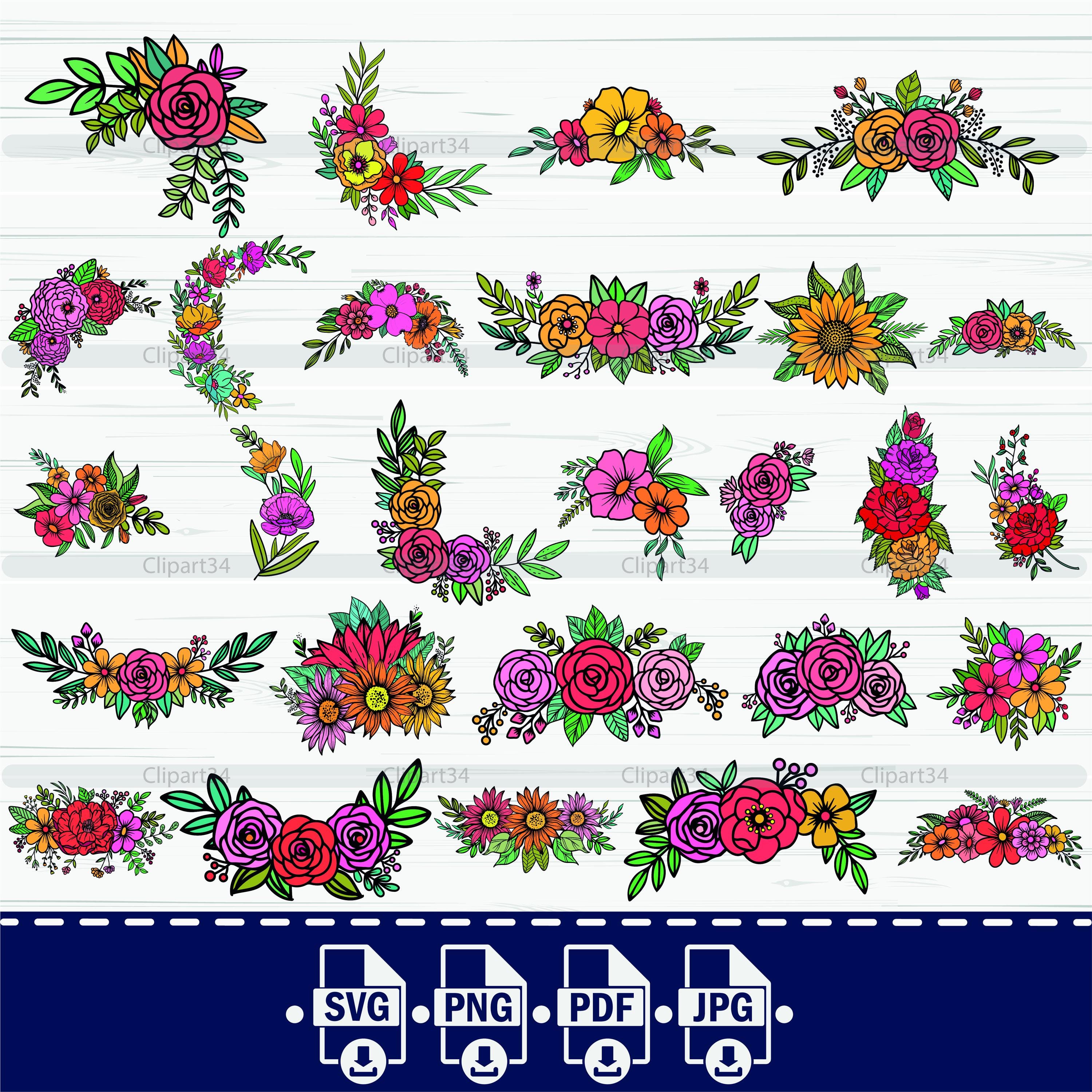 Flower Svg Bundle, Floral Arrangement Svg, Floral Svg, Wildflower Svg ...