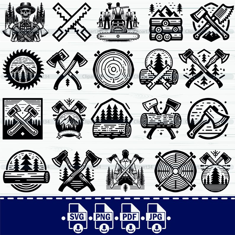 Lumberjack Svg Bundle, Axe Svg, Wood Cutter Svg, Chainsaw Svg, Logging ...
