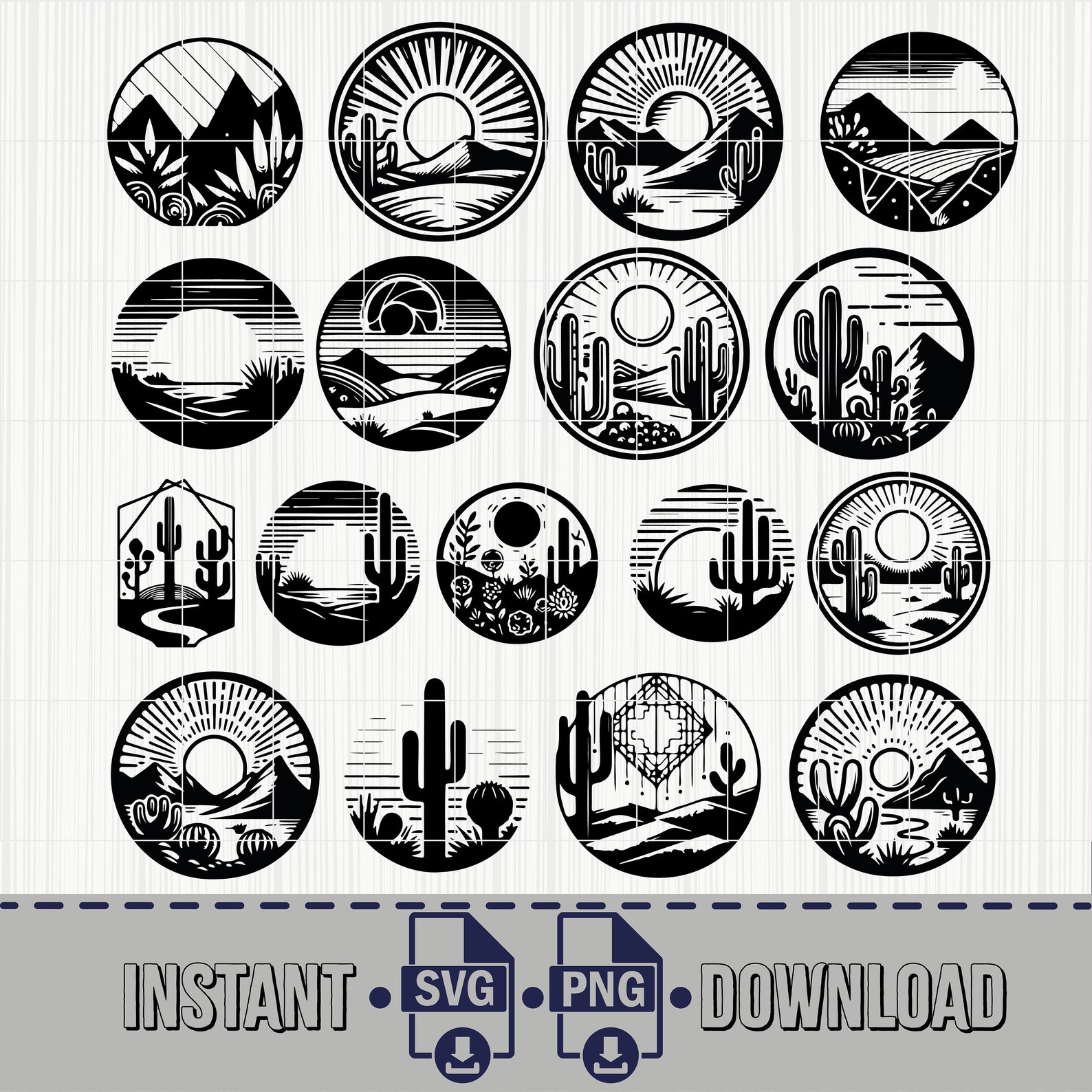 Cactus Svg, Cactus Scene Svg Bundle Desert Landscape Svg, Cactus Cut ...