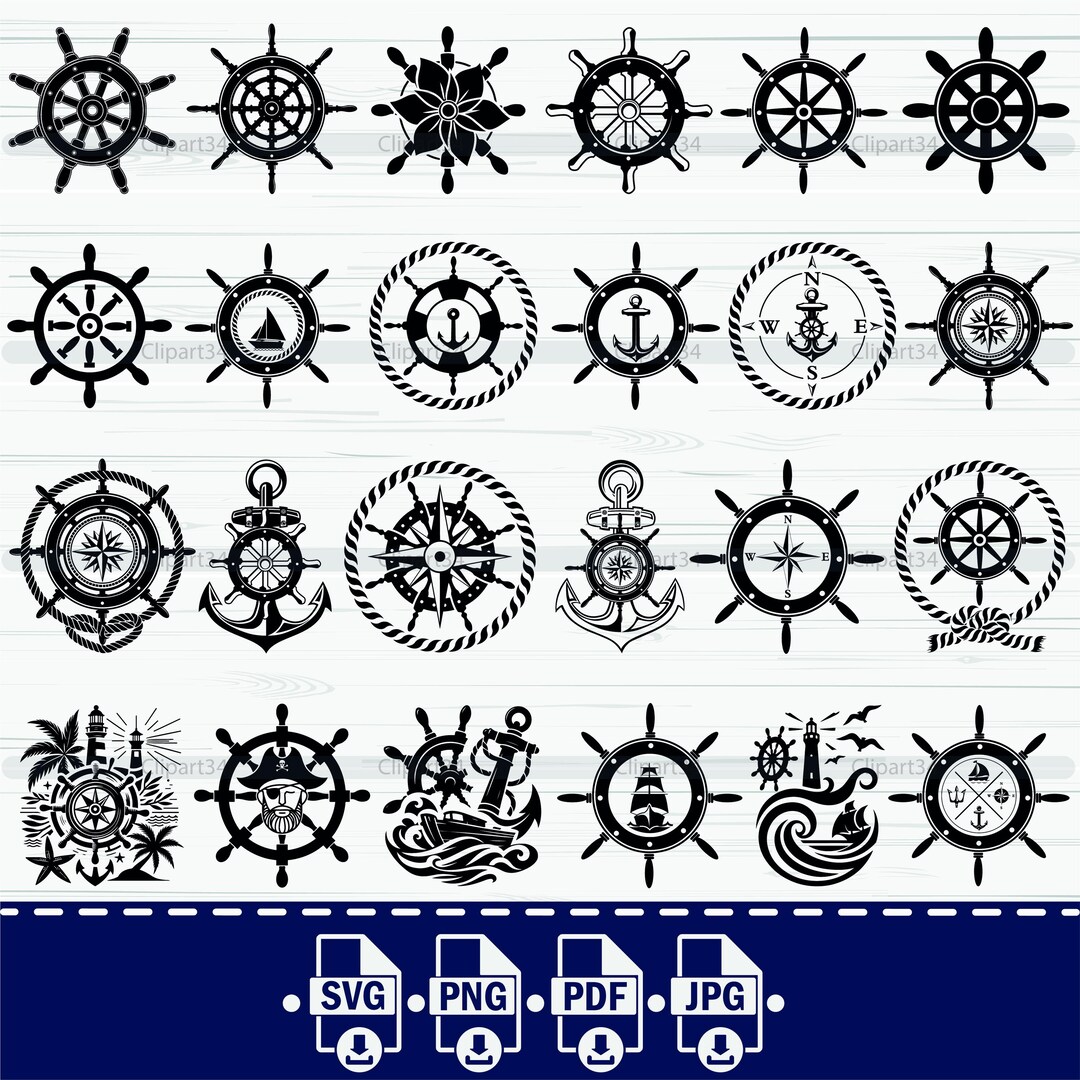 Ship Wheel SVG Files, Nautical Ship Wheel SVG Cut Files, Ship Wheel ...