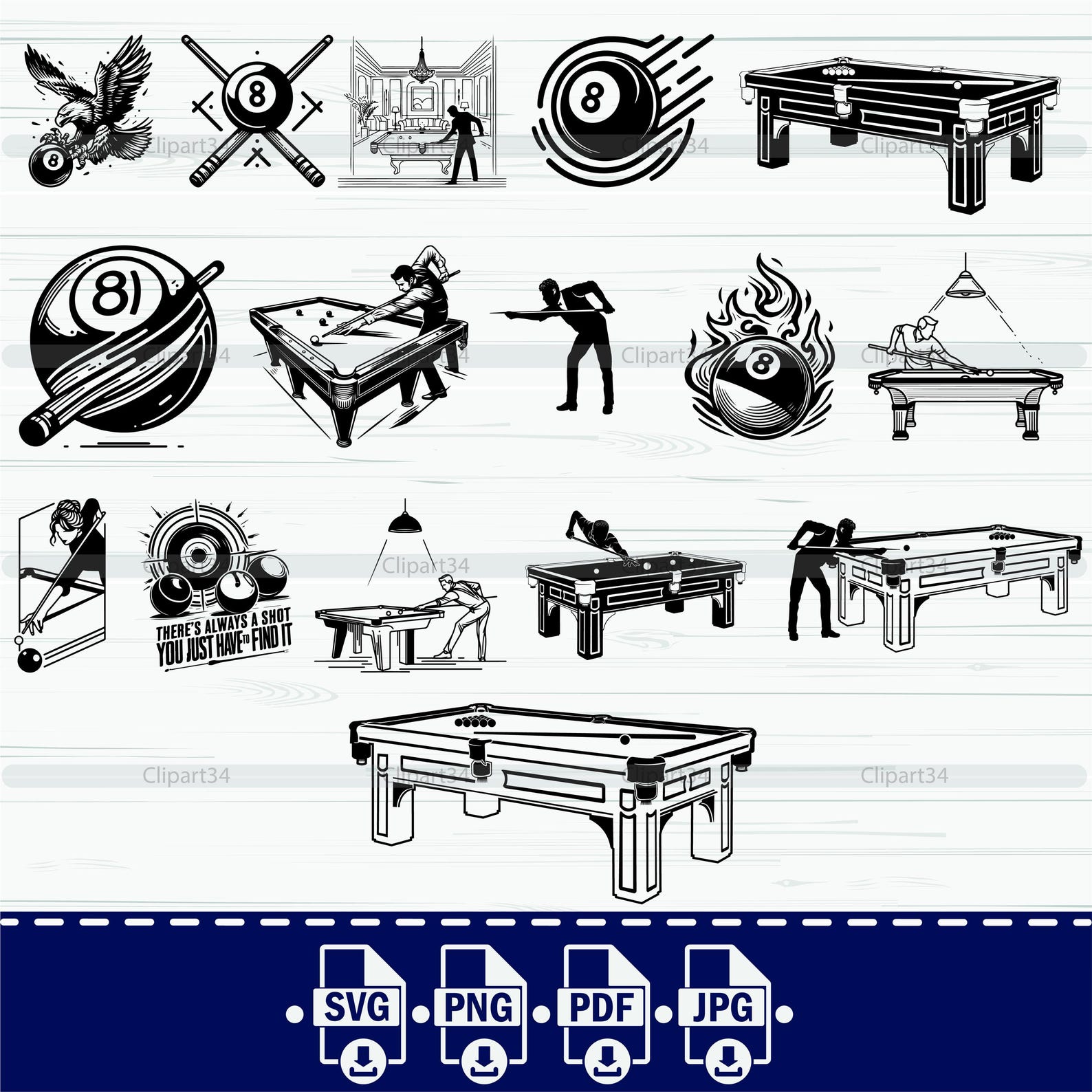 Billiards SVG Bundle: Snooker & Pool Clipart (digital Download) - Etsy