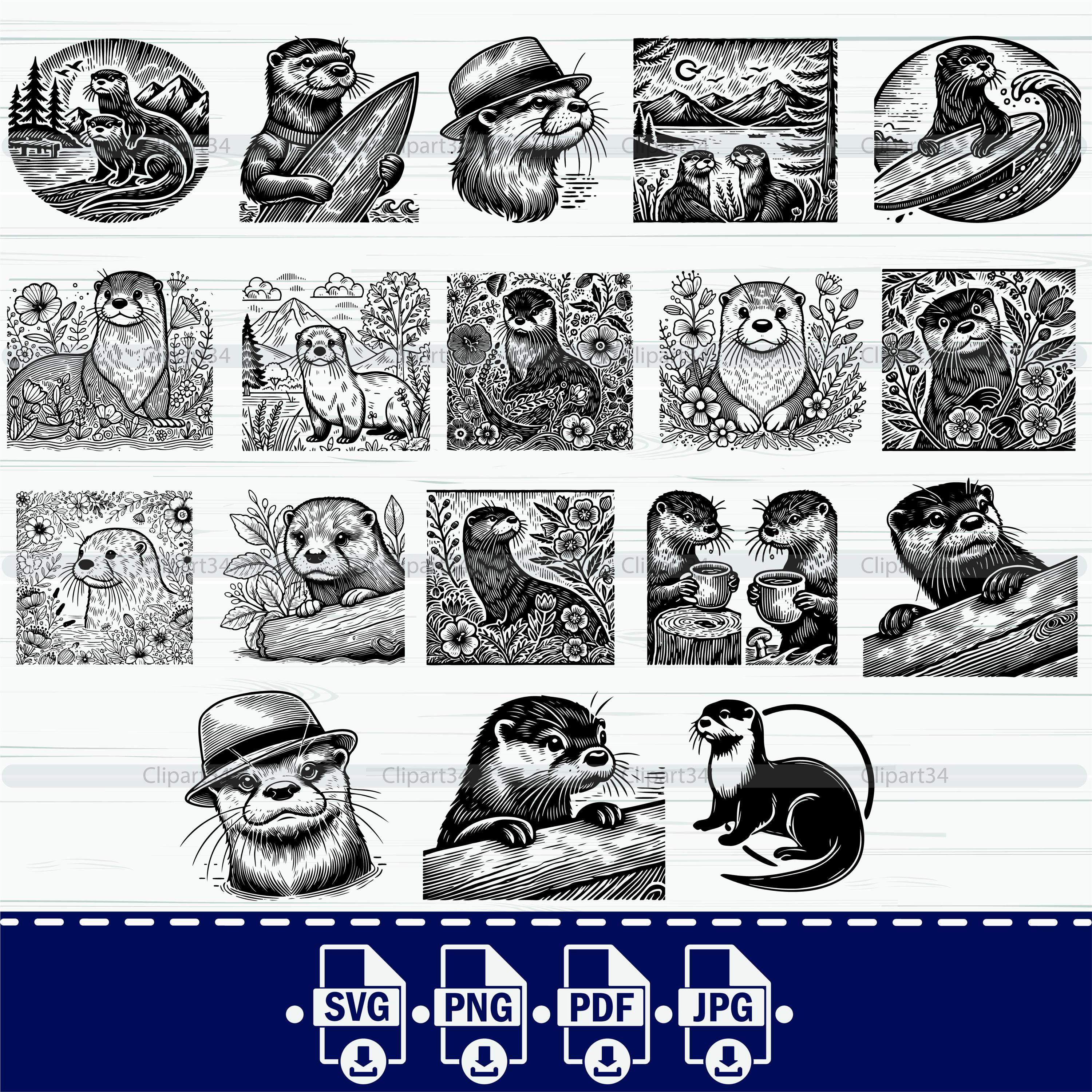 Otter Svg Png Bundle, Otter Svg, Otter Clipart Png, Otter Silhouette ...