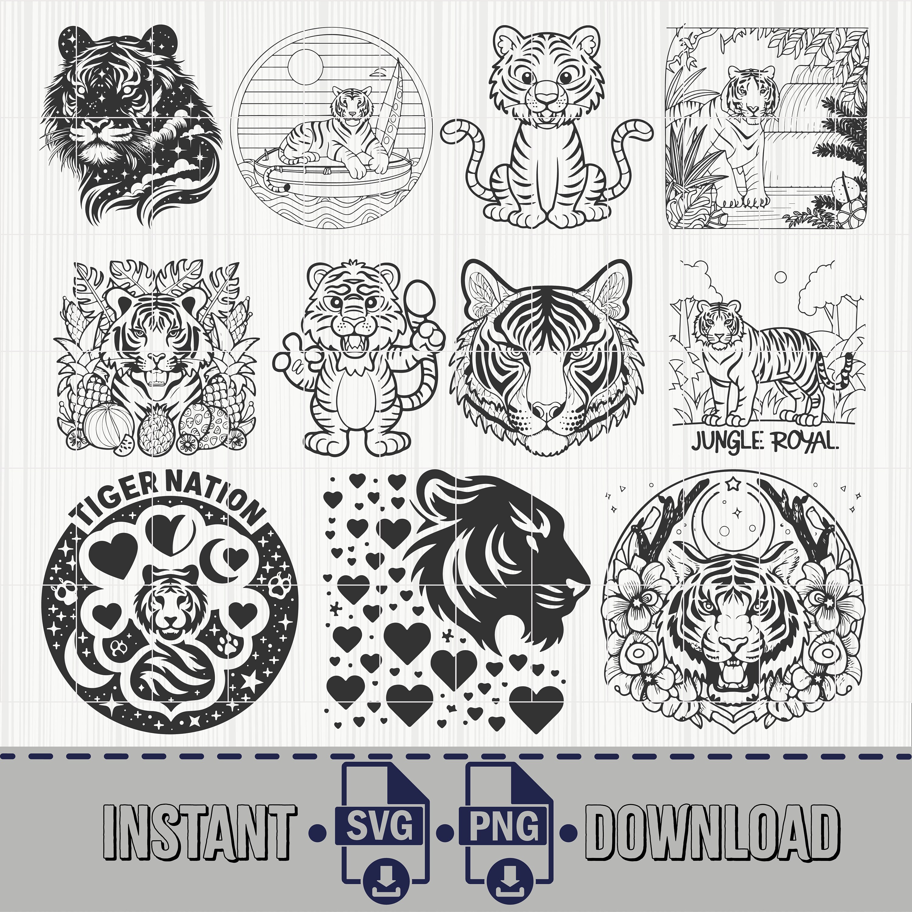 Tiger SVG File, Tiger With Flowers SVG, Floral Tigers Svg, Tiger Cut ...