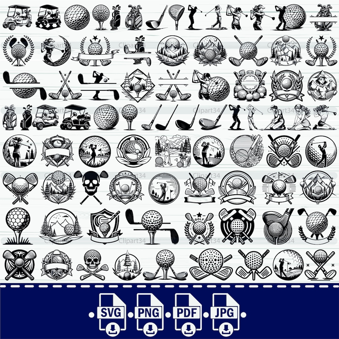 Golf SVG Bundle: Monogram, Club, Ball Cut Files (PDF) - Etsy