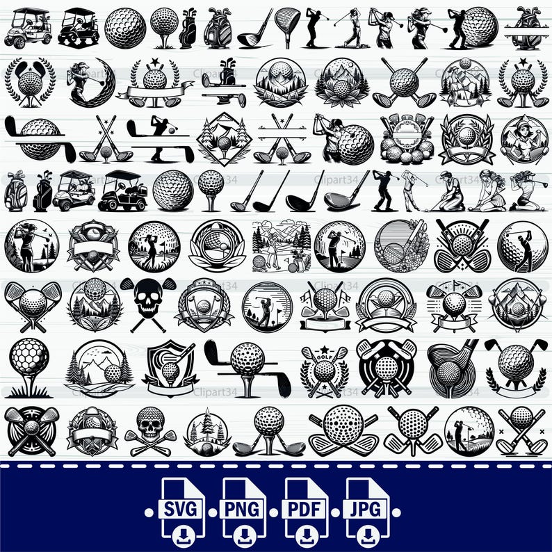 Golf SVG Bundle: Monogram, Club, Ball Cut Files (PDF) - Etsy