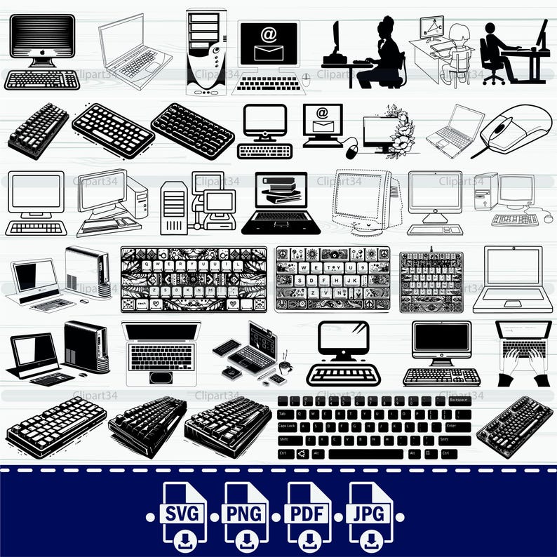 Computer Keyboard SVG: Laptop Clipart, Technology Cut File (digital ...