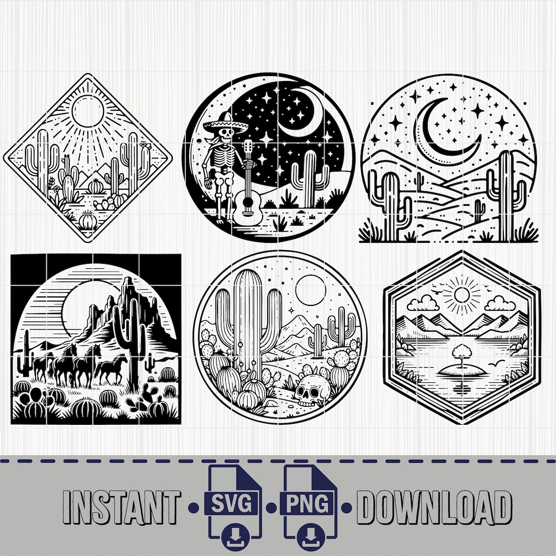 Cactus Svg, Cactus Scene Svg Bundle Desert Landscape Svg, Cactus Cut ...