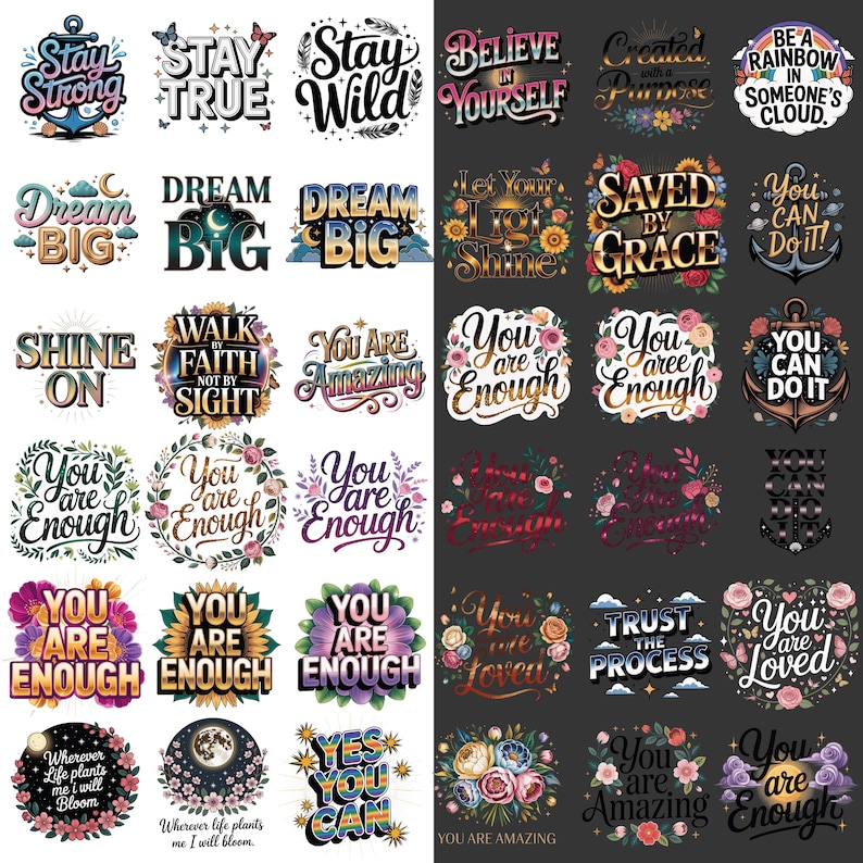 Inspirational Quote Clipart Bundle: Positive Affirmations (digital ...