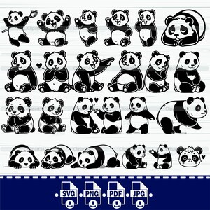 Panda SVG Bundle, Panda PNG Bundle, Panda Clipart, Panda SVG Cut Files ...