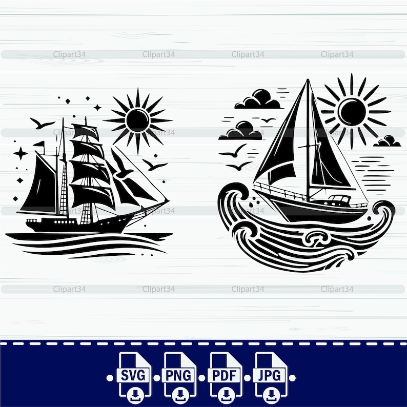 Sailboat SVG, Sailboat PNG Bundle, Sailboat Clipart, Sailboat SVG Cut ...