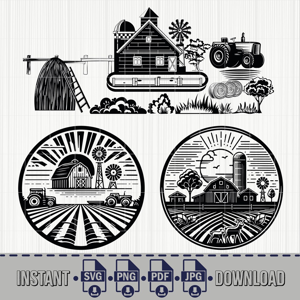 Farm Life SVG Bundle Cut File, Farm House Svg, Farm Barn Clipart, Farm ...