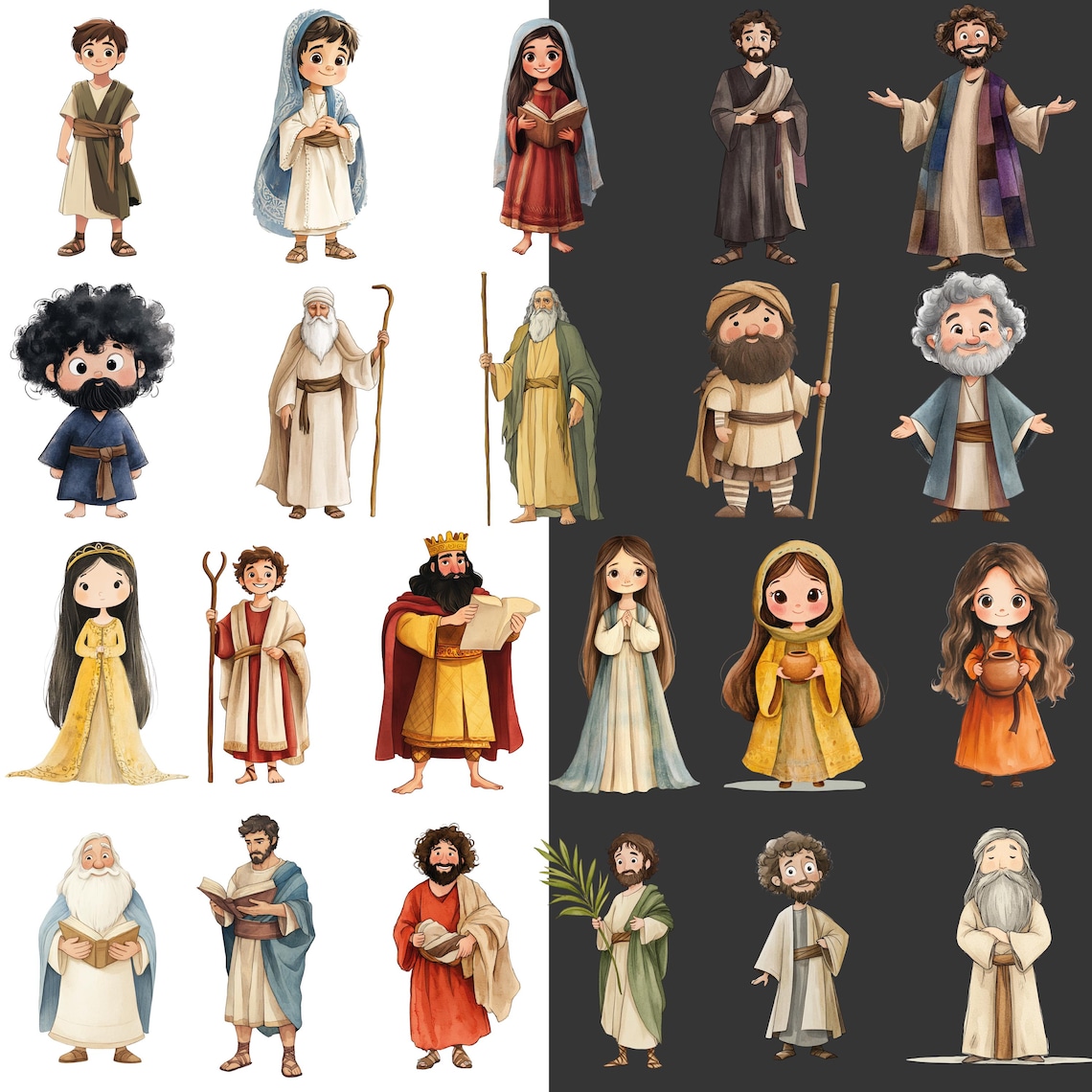 Old Testament Clipart: Watercolor Bible Characters & Scenes (PNG ...