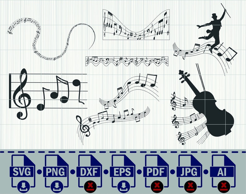 Music Notes SVG Musical Notes Clipart Music Lover Svg Files for Cricut ...