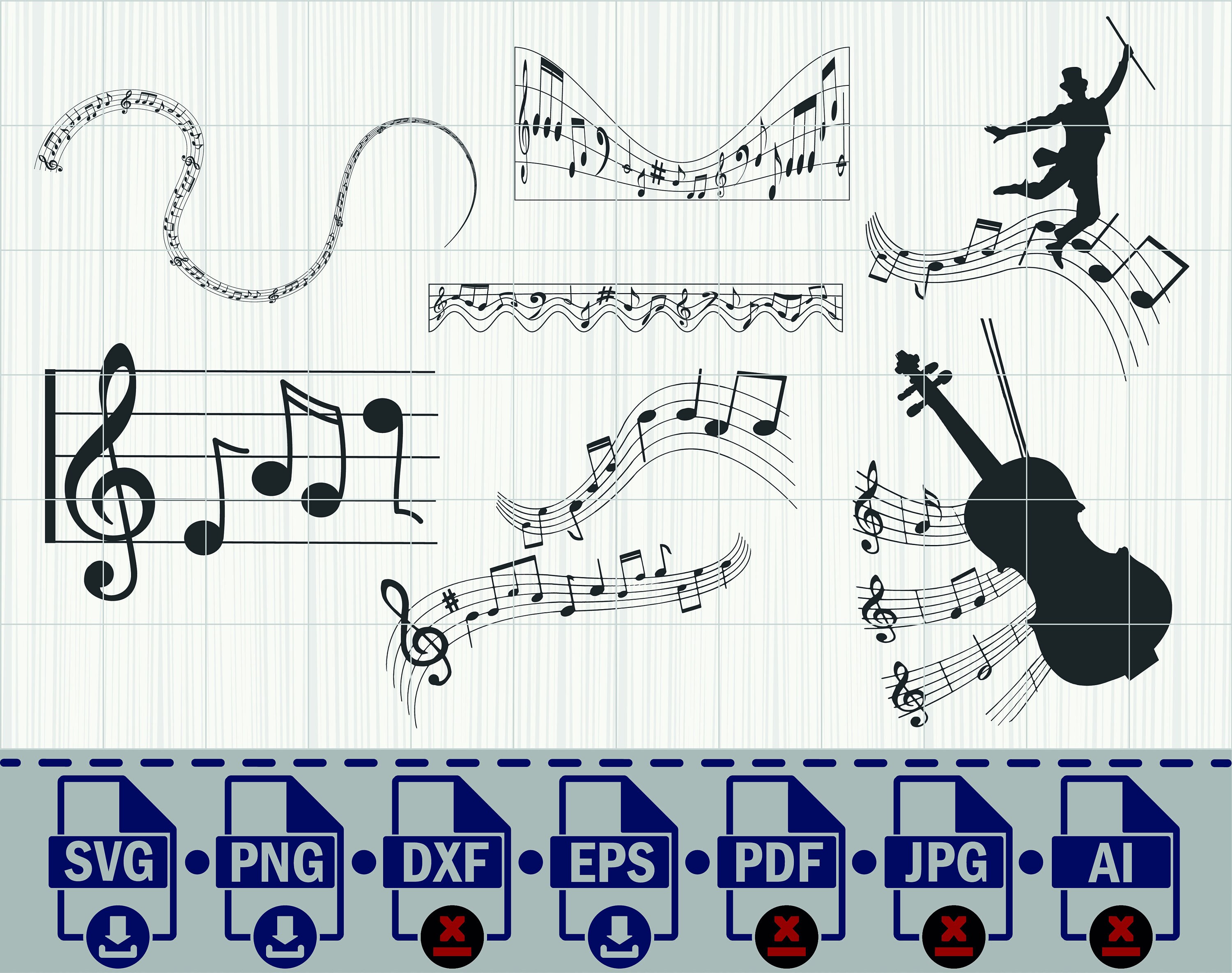 Music Notes SVG Musical Notes Clipart Music Lover Svg Files for Cricut ...