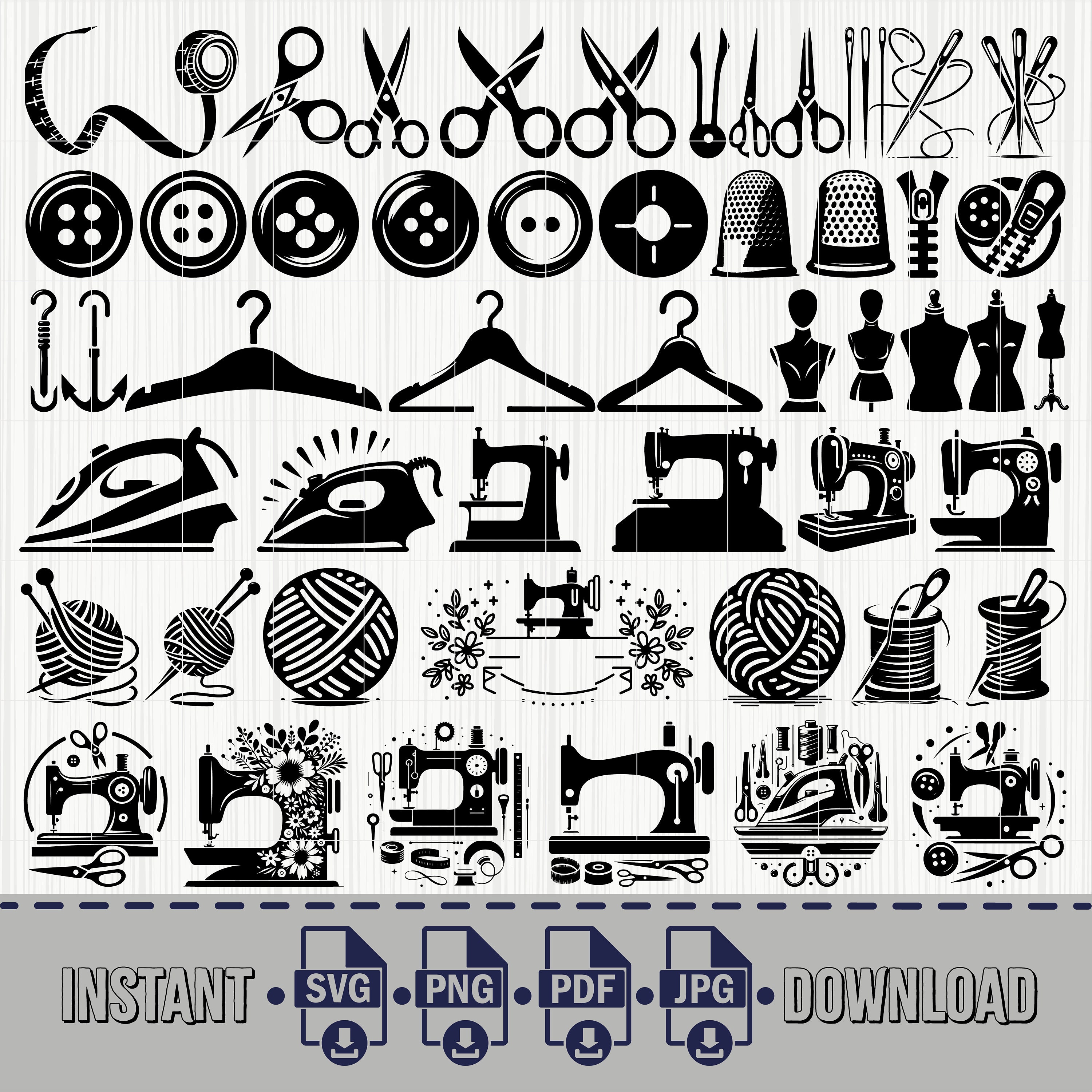 Floral Sewing Svg Clipart, Sewing Machine Svg, Thread Svg, Sewing PNG SVG Cut Files for Cricut ...