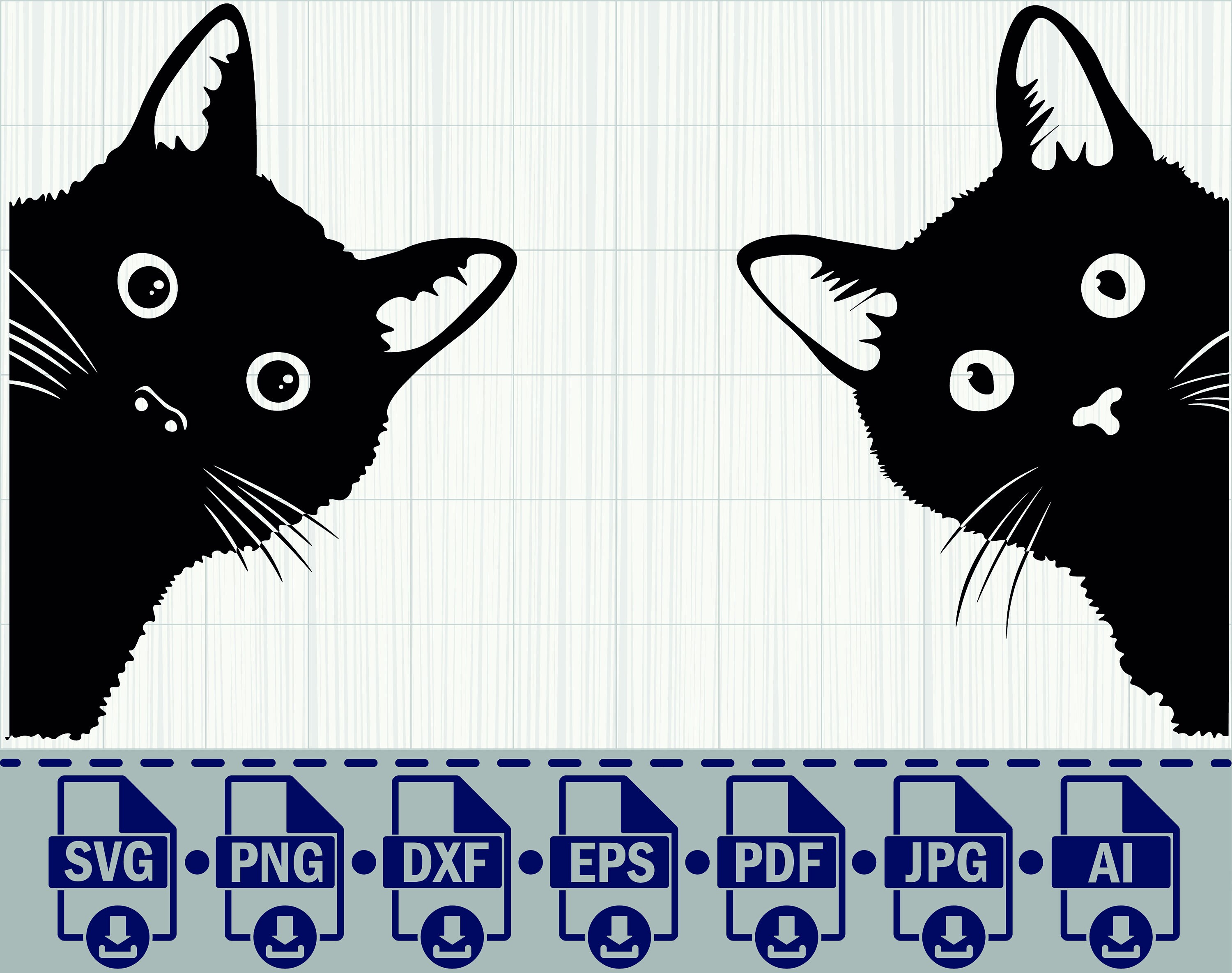 Cat SVG, Black Cat Svg, Peeking Cat Clipart, Peeping Cat SVG, Hallowen ...