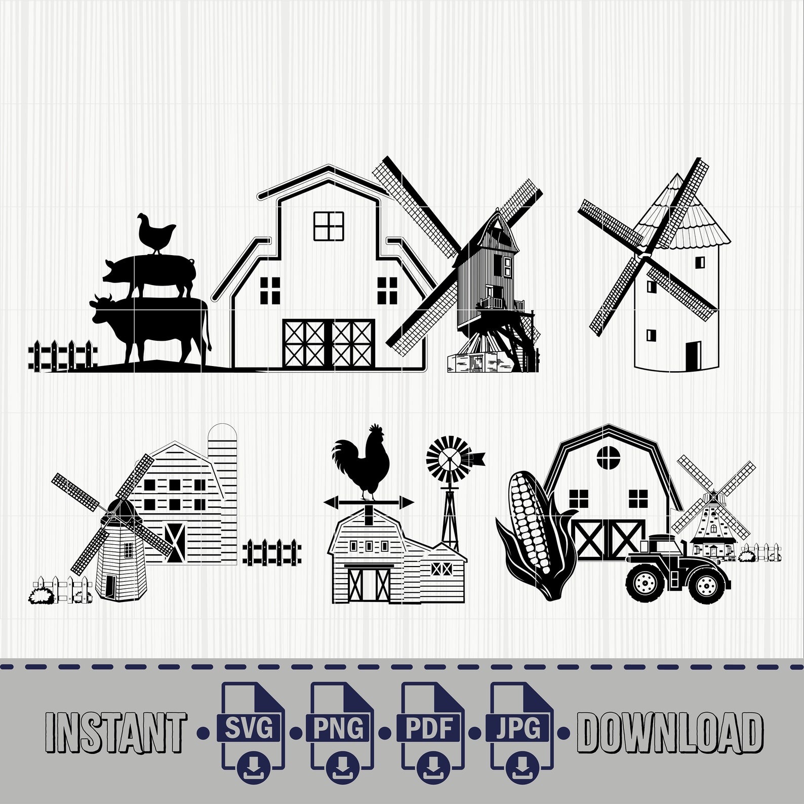 Windmill Svg, Wind Mill Svg, Farmhouse Svg, Farm Animal, Dutch Windmill ...