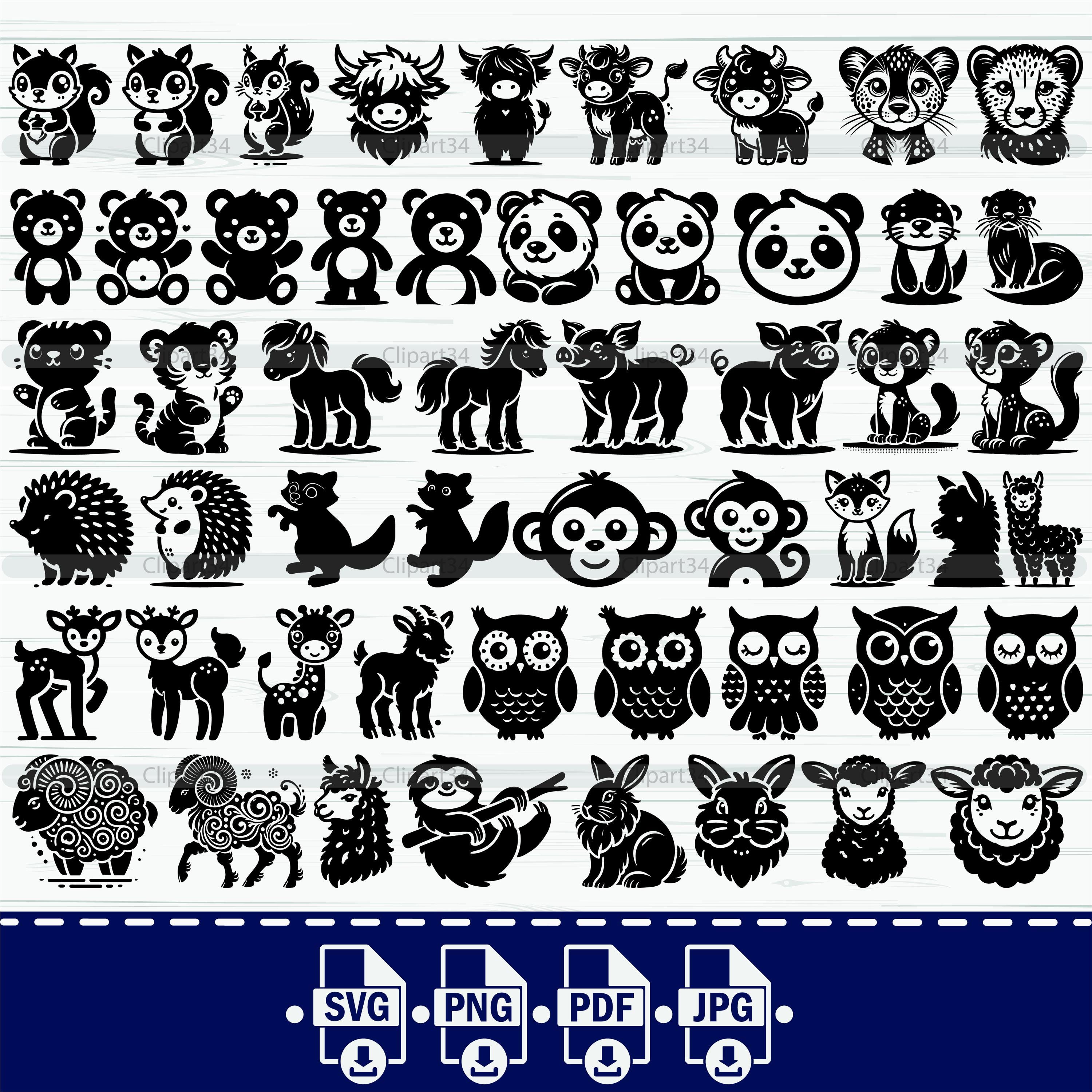 Cute Animal Doodle SVG Png Bundle - Animals Svg, Doodle Svg, Safari ...