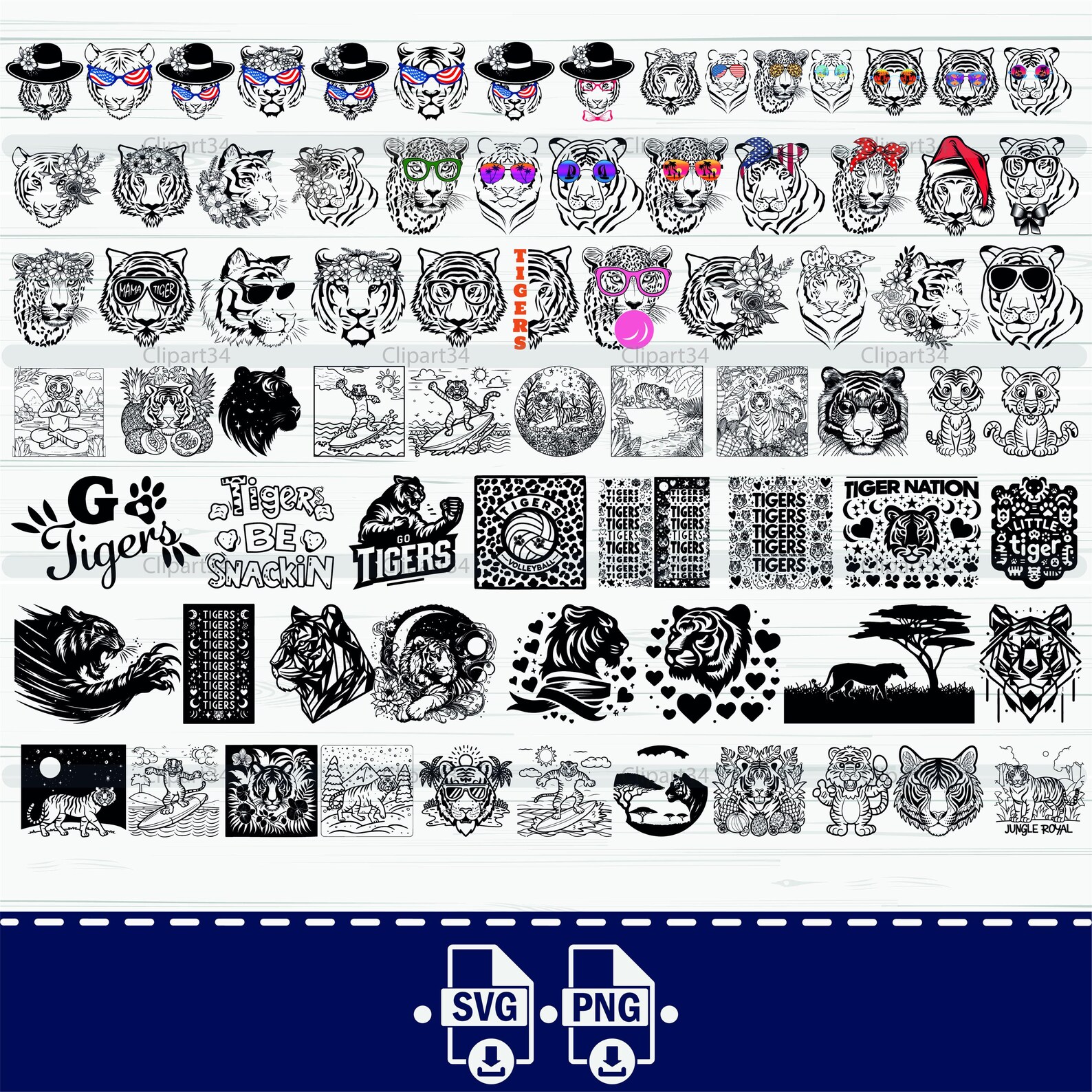 Tiger SVG File, Tiger With Flowers SVG, Floral Tigers Svg, Tiger Cut ...