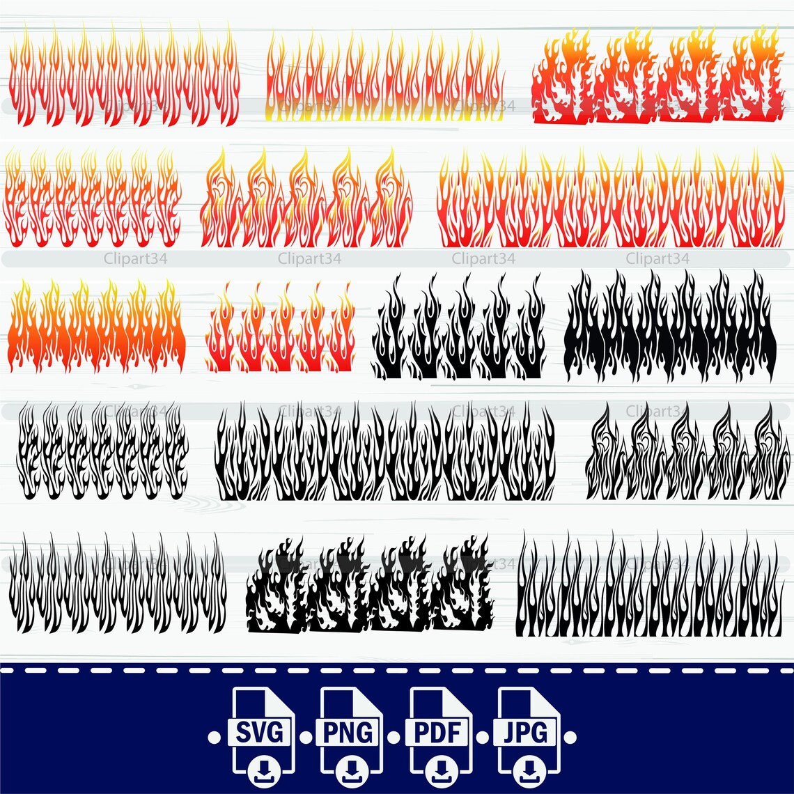 Fire Flame SVG Clipart: Flames Cut Files Bundle (digital Download) - Etsy
