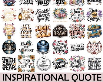 Inspirational Quote Clipart Bundle: Positive Affirmations (digital ...