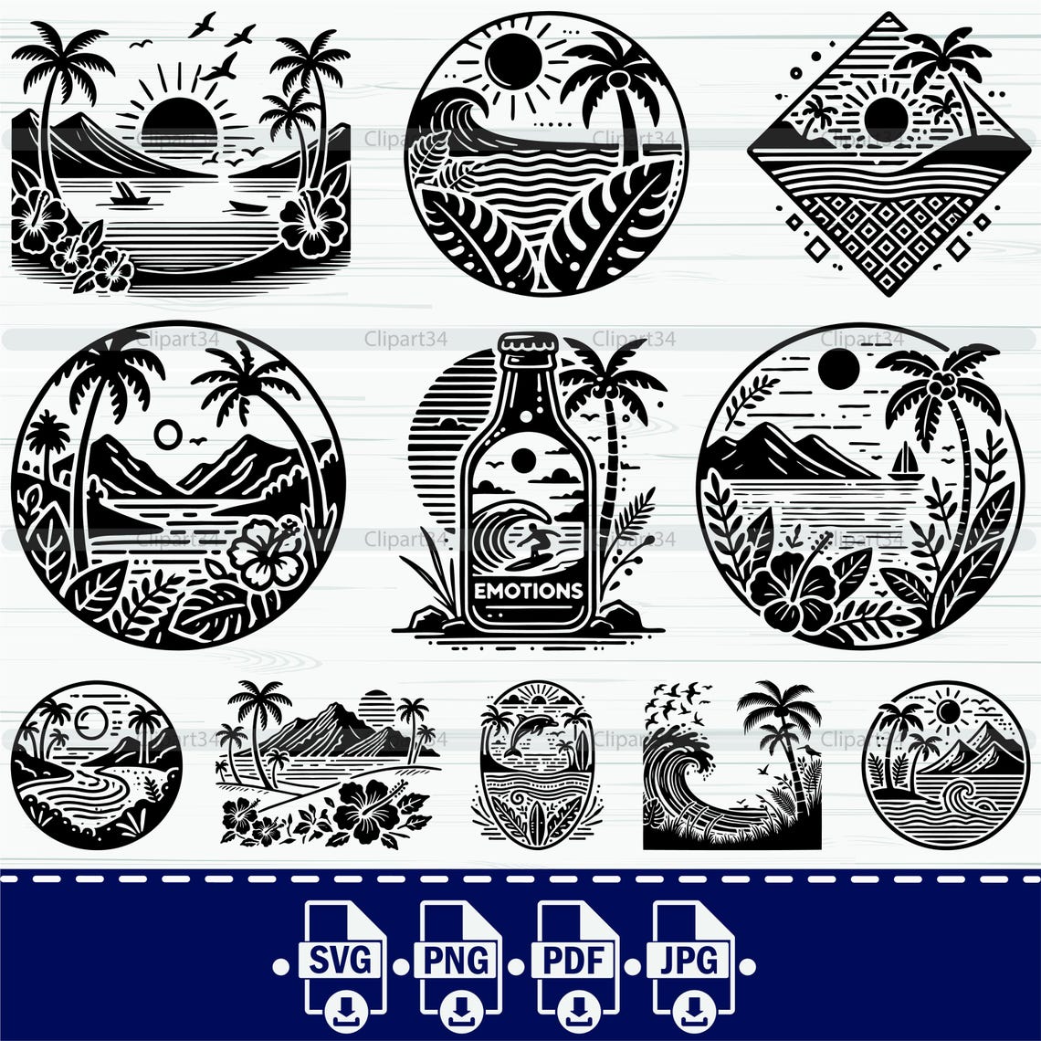 Hawaii SVG, Hawaii Clipart, Hibiscus Svg, Aloha SVG, Palm Tree Svg ...