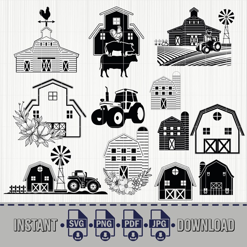 Floral Barn SVG File, Barn With Flowers Svg, Farmhouse Svg File, Farm ...