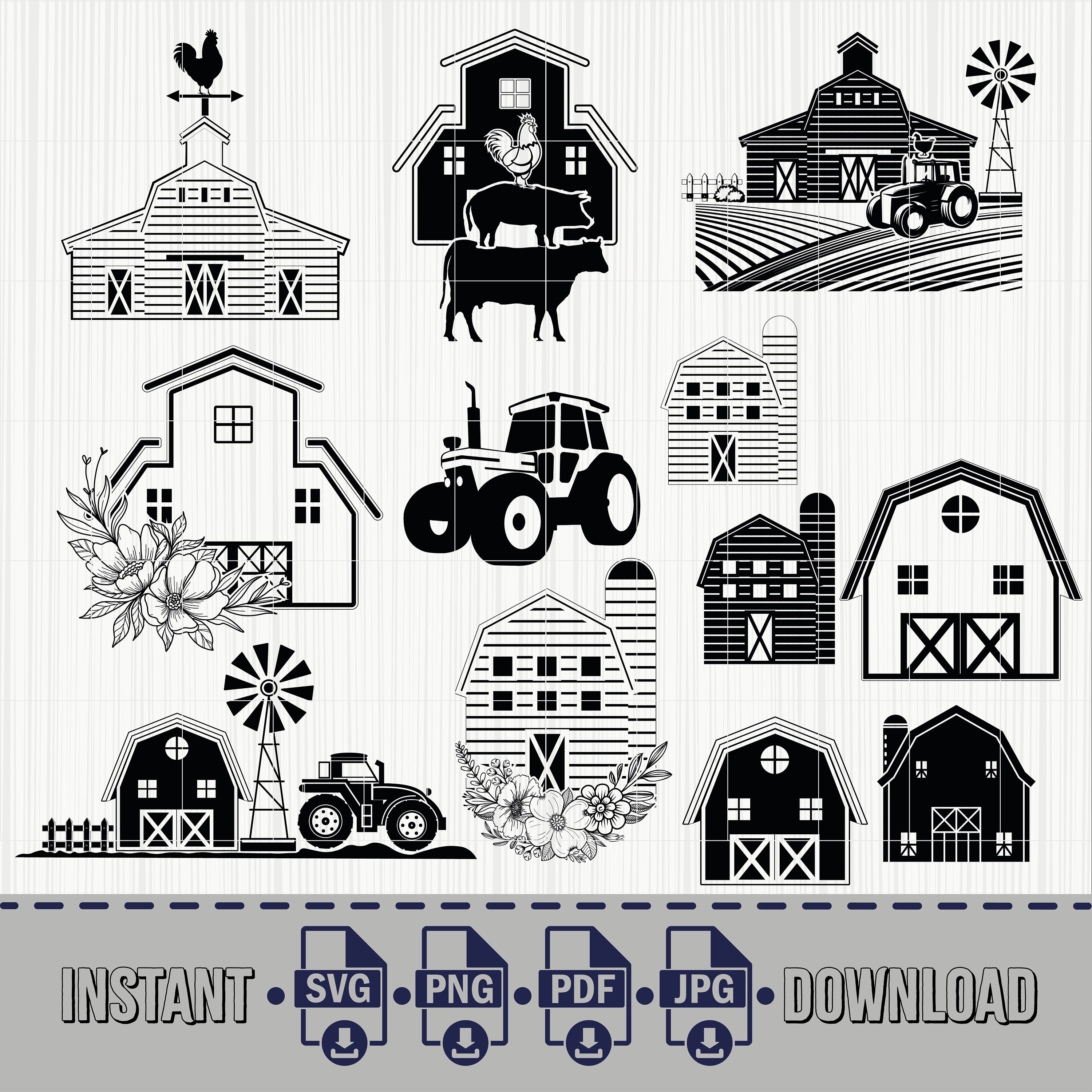 Floral Barn SVG File, Barn With Flowers Svg, Farmhouse Svg File, Farm ...