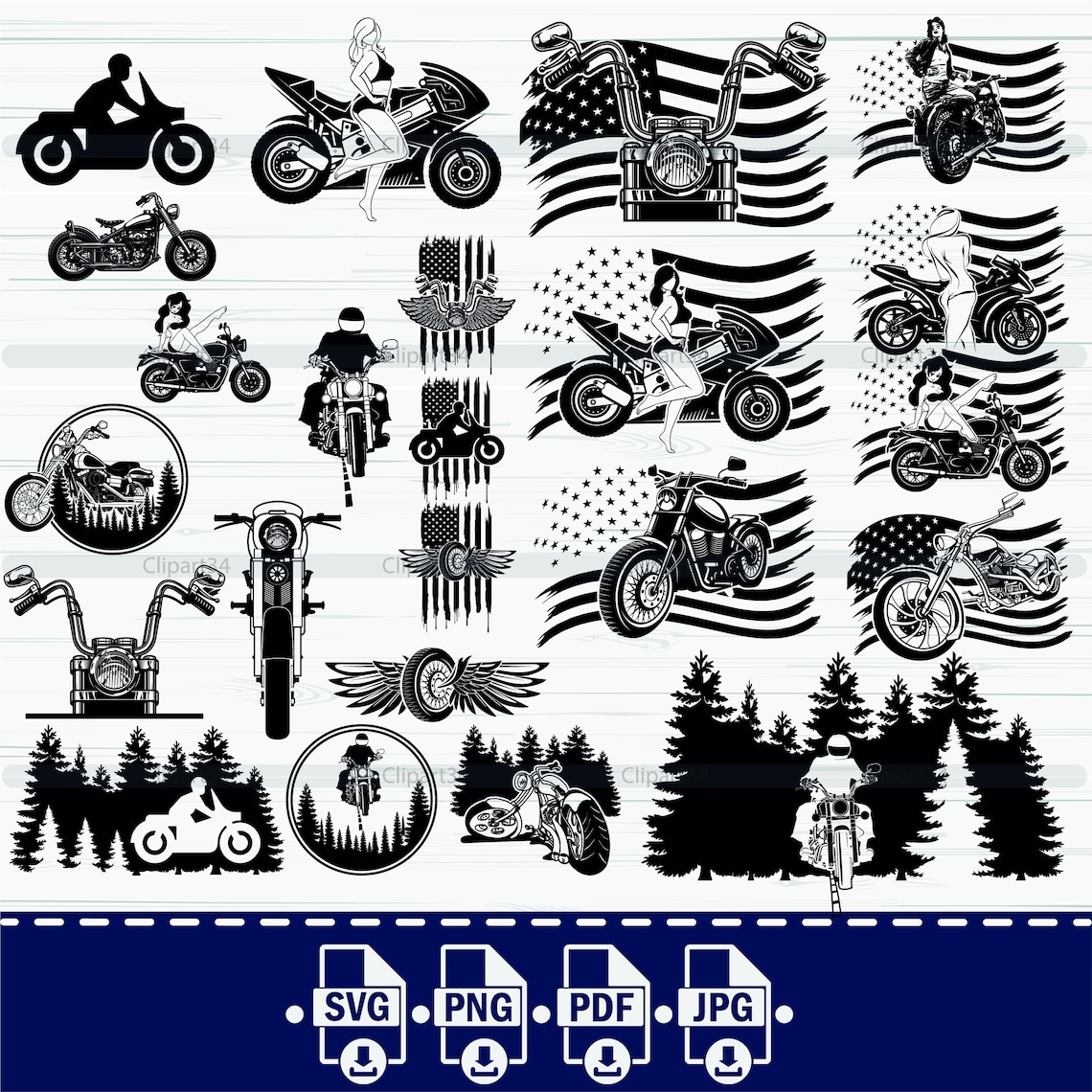 Motorcycle SVG Bundle,#2, Motor Bike Svg, US Motorcycle SVG, Motorcycle ...
