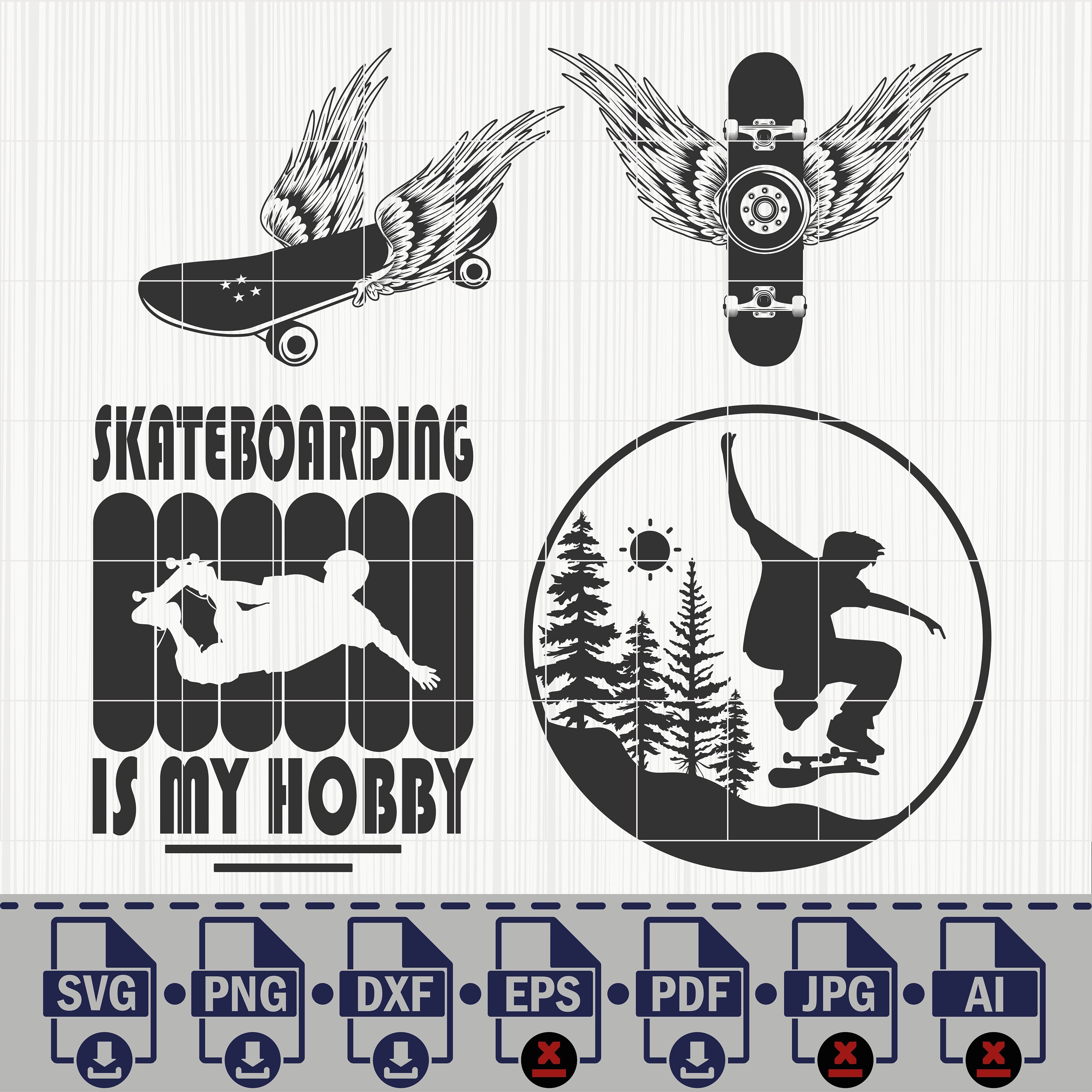 Skateboard Svg Cut File, Floral Skate Clipart, Skater Gril Svg ...