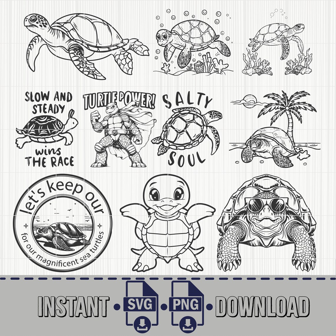 Turtle Svg Cut File for Cricut, Sea Turtle Clipart, Turtle Vector ...