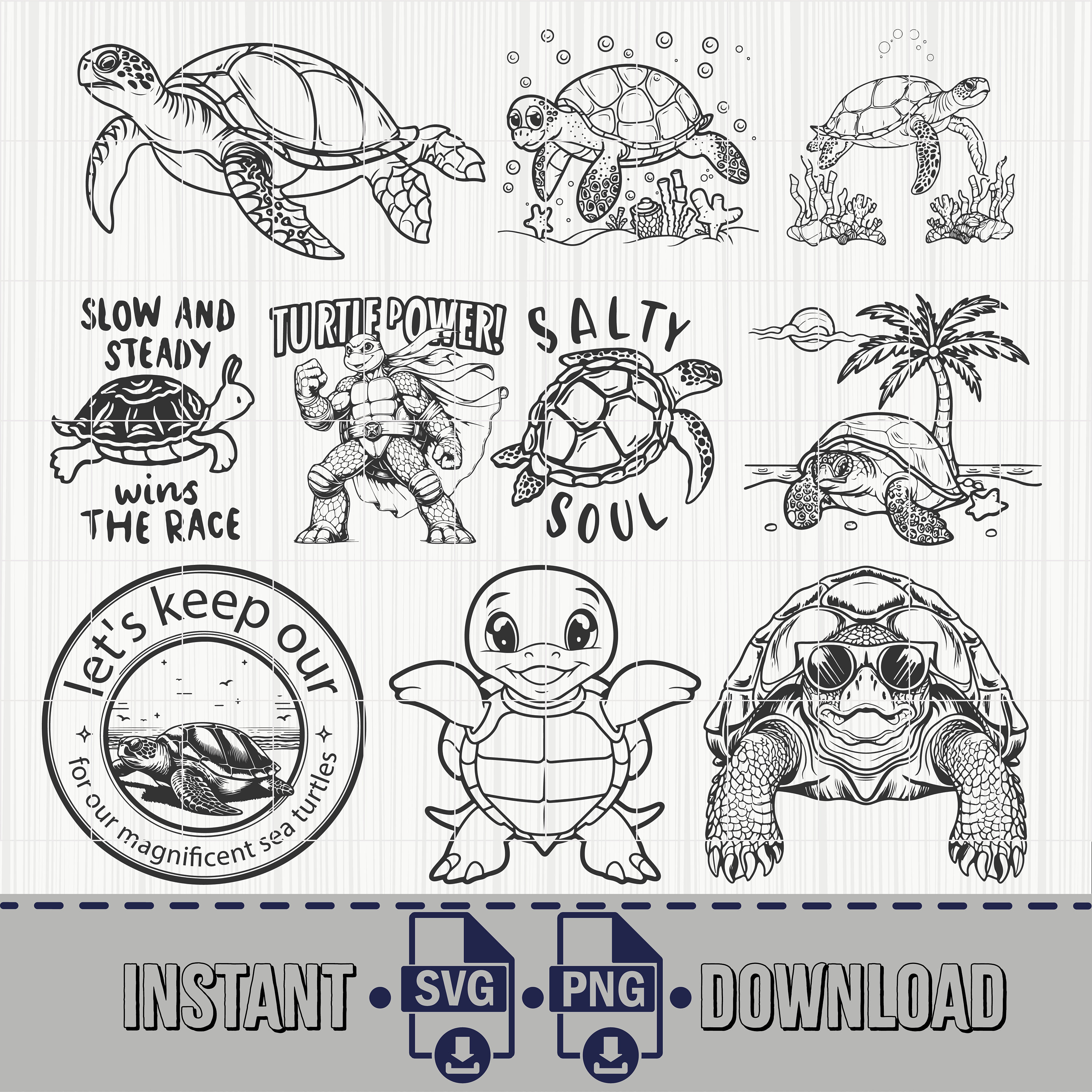Turtle Svg Cut File for Cricut, Sea Turtle Clipart, Turtle Vector ...