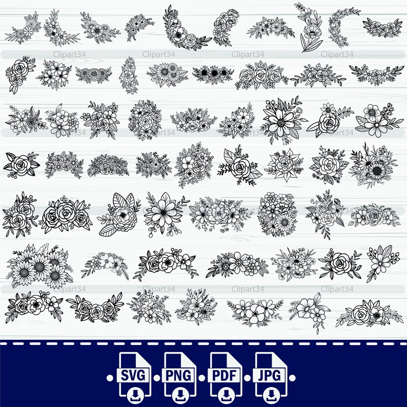 Flower Svg Bundle, Floral Arrangement Svg, Floral Svg, Wildflower Svg ...