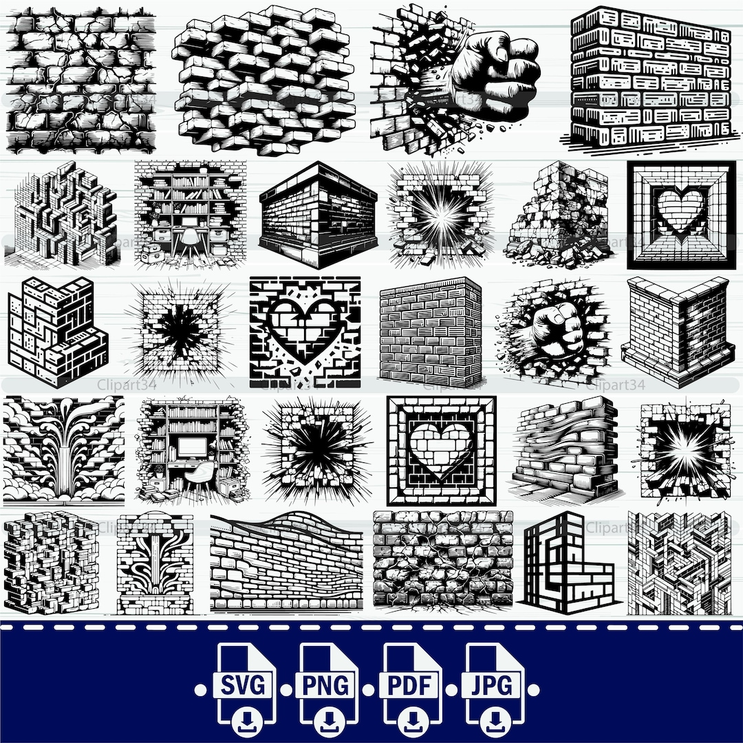 Brick Wall Silhouette, Brick Wall SVG, Brick Svg, Wall Svg, Brick ...