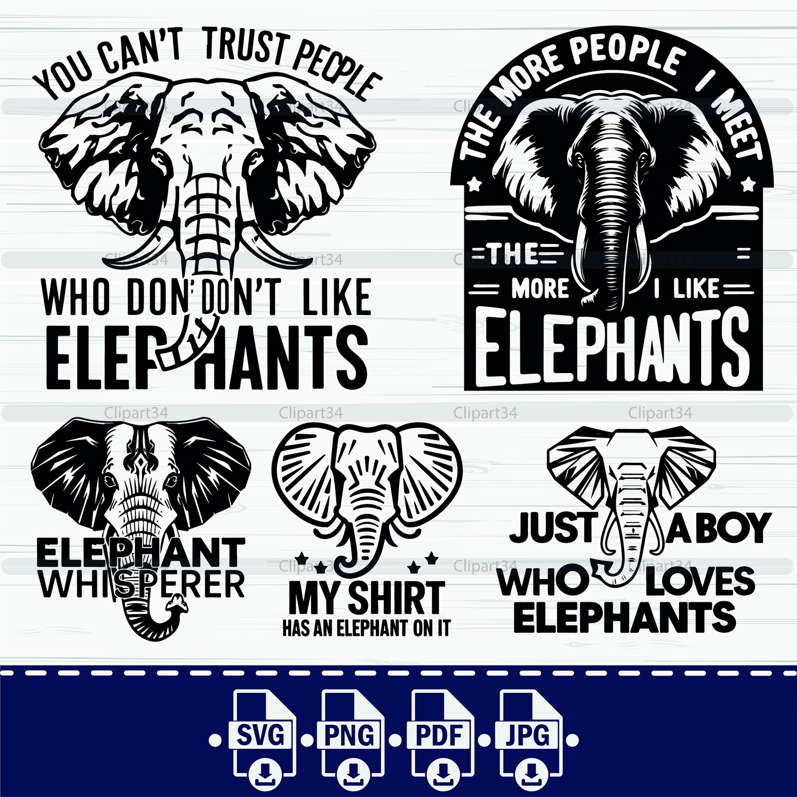 Elephant SVG File, Elephant Cut File for Cricut, Elephant Clipart ...