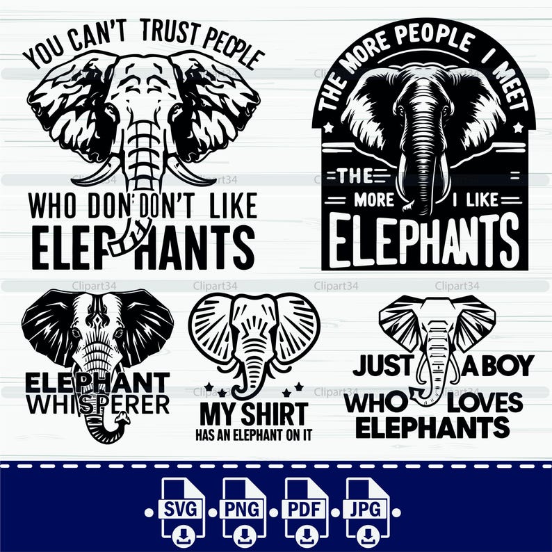 Elephant SVG File, Elephant Cut File for Cricut, Elephant Clipart ...