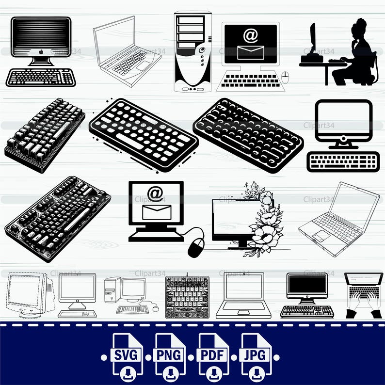 Computer Keyboard SVG: Laptop Clipart, Technology Cut File (digital ...