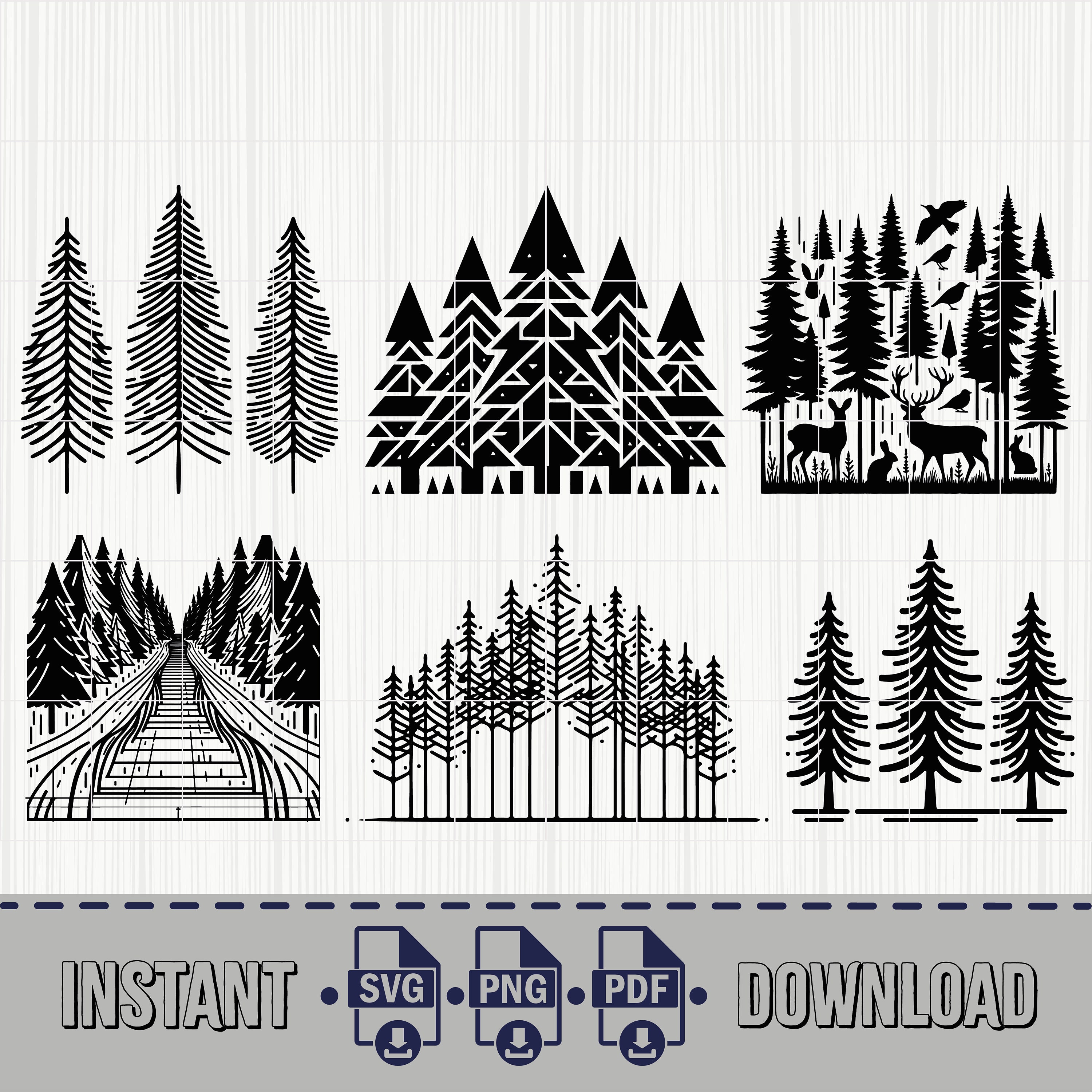 FOREST Svg Bundle, Pine Tree Svg, Mountain Svg, Forest Clipart, Forest ...