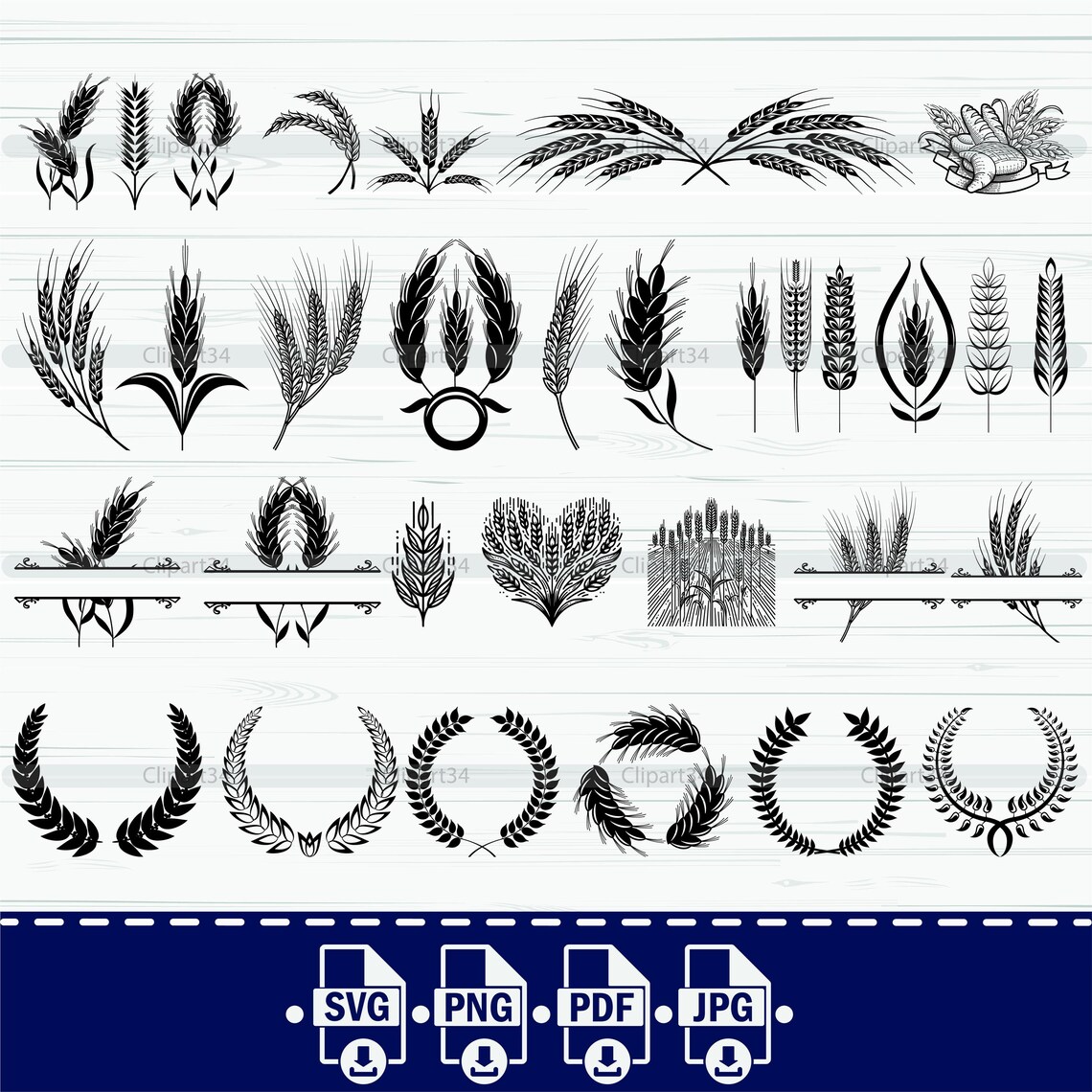 Wheat SVG Cut File, Grain Cricut, Wheat Silhouette, Grains SVG, Wheat ...