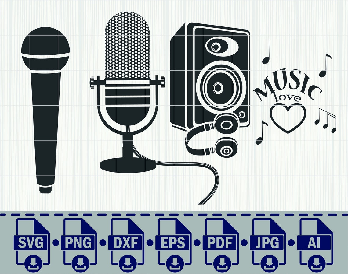 Microphone Svg File, Music Svg, Microphone Cut File, Microphone Clipart ...