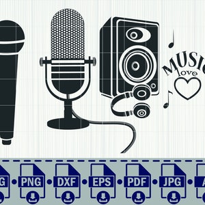 Microphone Svg File, Music Svg, Microphone Cut File, Microphone Clipart ...